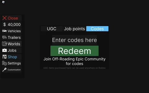 Off-Roading Epic Codes (May 2024) | EarlyGame